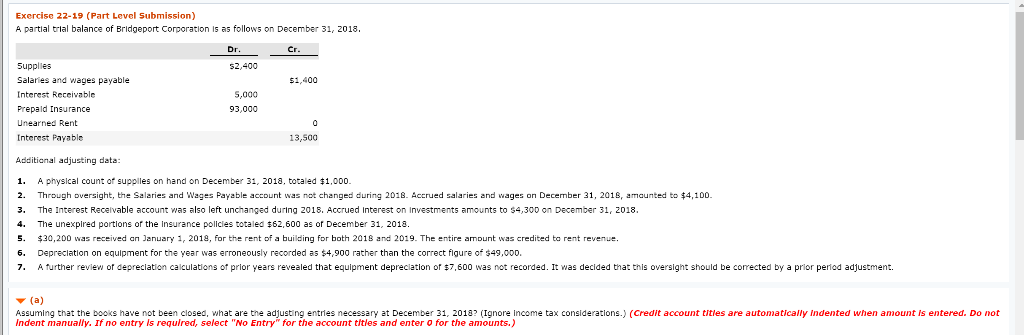 Solved Exercise 22-19 (Part Level Submission) A partial | Chegg.com