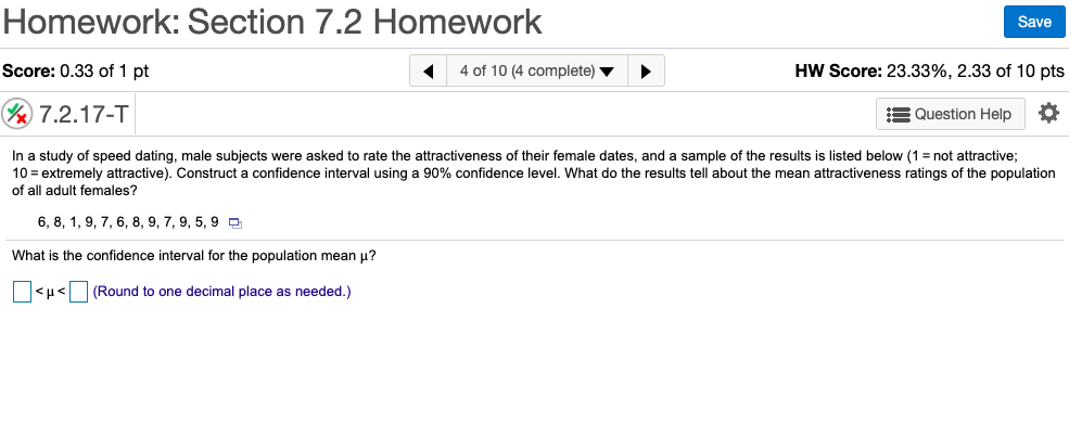 Solved Homework Section 7 2 Homework Save Score 0 33 Of 1