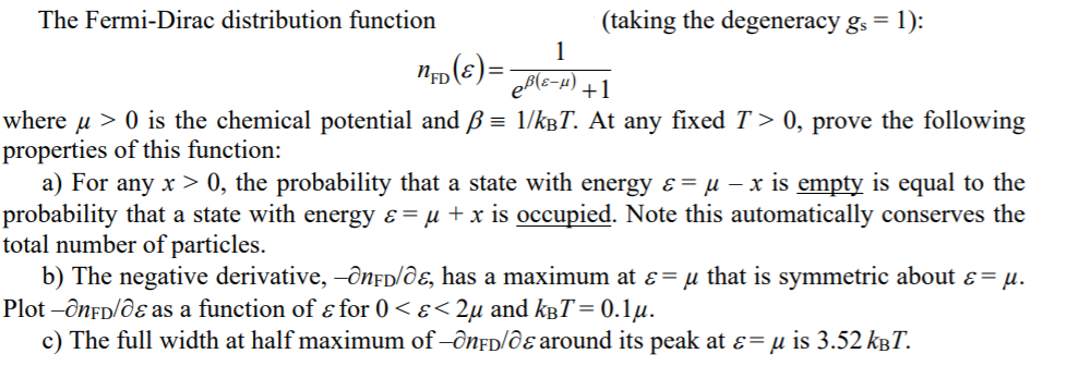 Solved eBle-4) +1 The Fermi-Dirac distribution function | Chegg.com