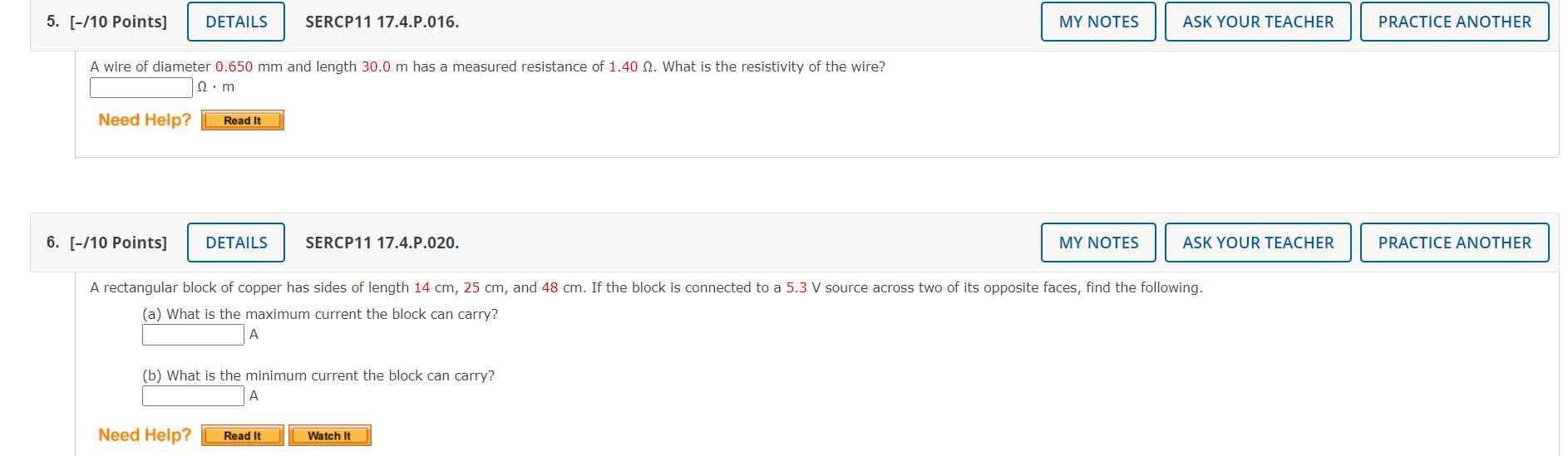 Solved 5 [ 10 Points] Details Sercp11 17 4 P 016 My Notes