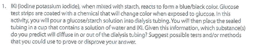 Solved 1. IKI (iodine potassium iodide), when mixed with | Chegg.com