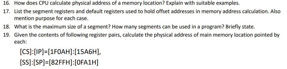 Solved 16. How does CPU calculate physical address of a | Chegg.com
