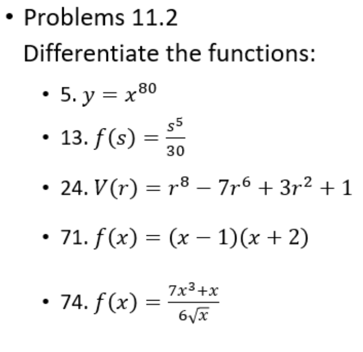 Solved Problems 11.2Differentiate the | Chegg.com