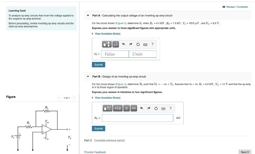 Solved I Review Constants Part A - Calculating the output | Chegg.com
