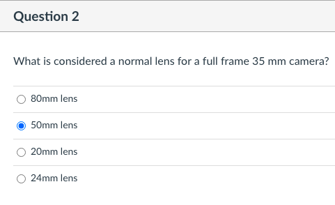 Solved What is considered a normal lens for a full frame 35 | Chegg.com