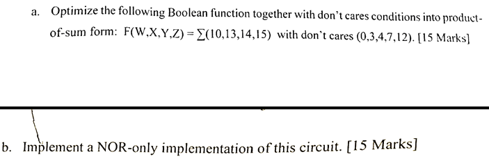 Solved a. Optimize the following Boolean function together | Chegg.com