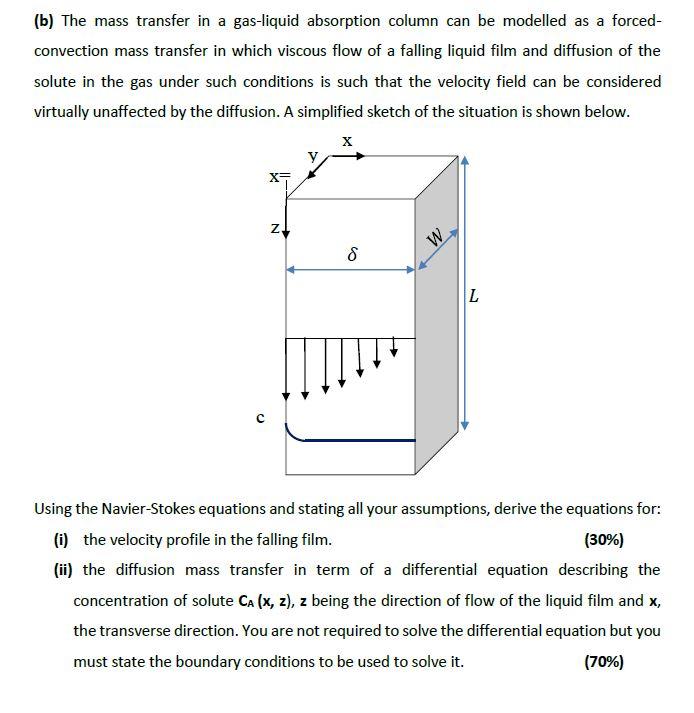 Solved (b) The mass transfer in a gas-liquid absorption | Chegg.com