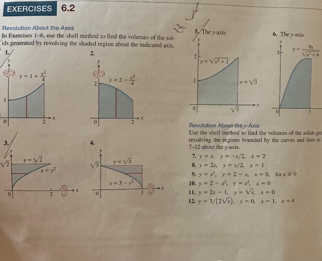 Solved Revolution About the Axes In Exercises 1-6, use the | Chegg.com