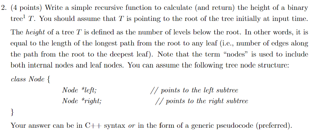 Solved class Node {Node *left; // ﻿points to the left | Chegg.com