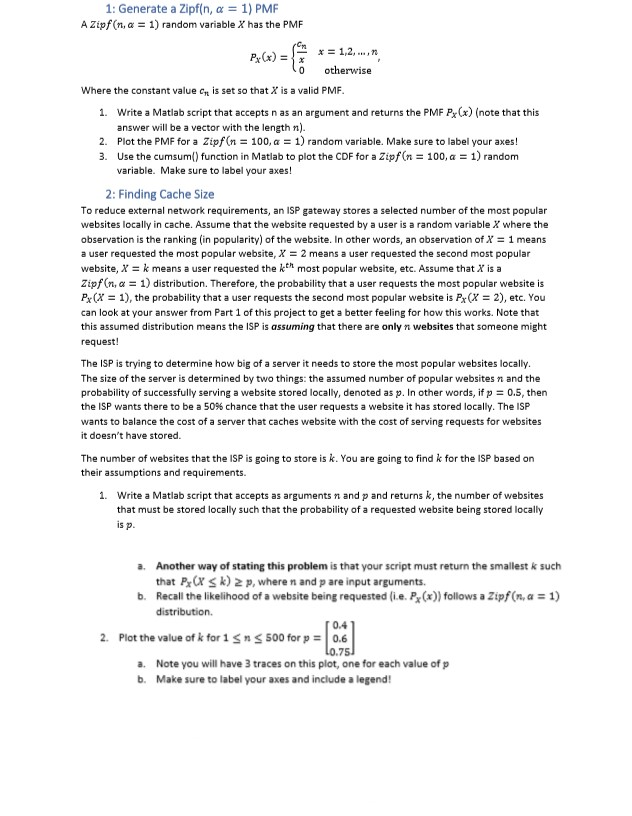 1: Generate a Zipfin, a = 1) PMF A Zipf(na = 1) | Chegg.com