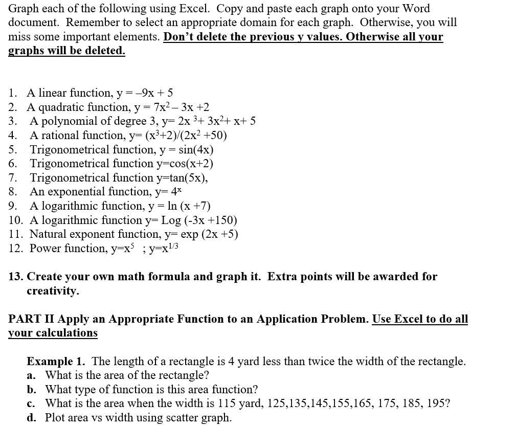 Solved ******* USE EXCEL TO DO ALL | Chegg.com