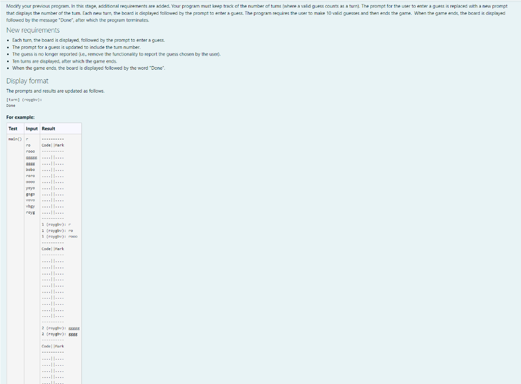 Solved Coding a mastermind game in python that records | Chegg.com
