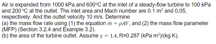 Solved Air is expanded from 1000kPa and 600∘C at the inlet | Chegg.com