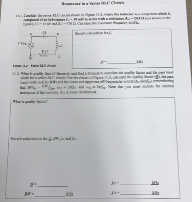 Solved Experimentally determine the resonance frequency in a | Chegg.com