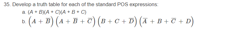 Solved 35. Develop a truth table for each of the standard | Chegg.com