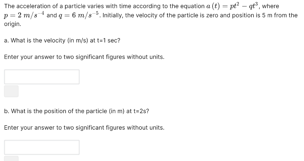 Solved The acceleration of a particle varies with time | Chegg.com