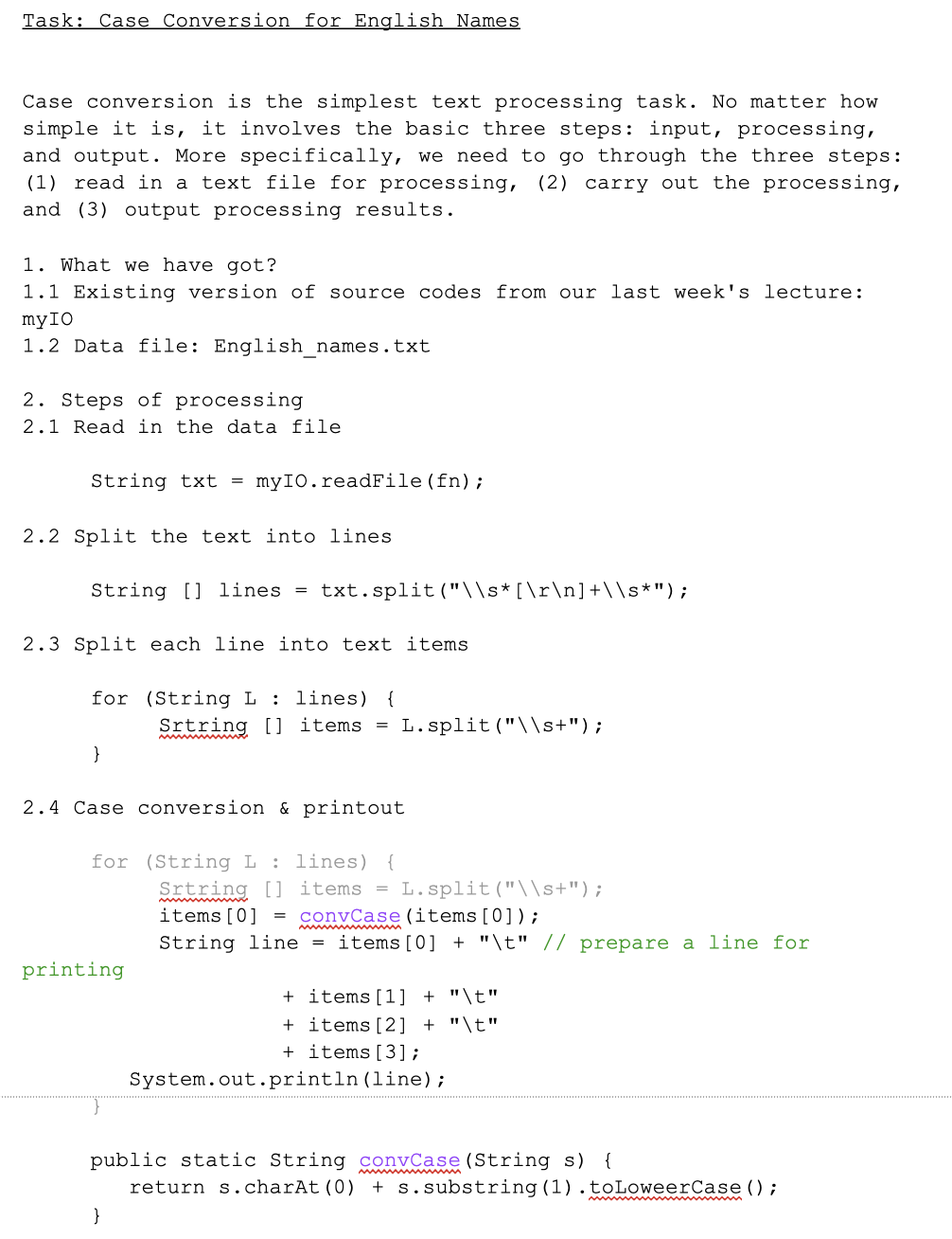 Solved Task: Case Conversion for English Names Case | Chegg.com