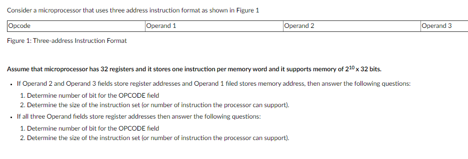 Solved Consider a microprocessor that uses three address | Chegg.com