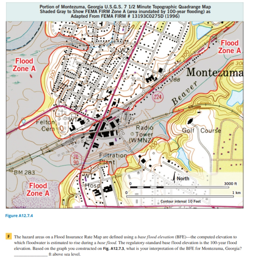 Solved Portion of Montezuma. Georgia U.S.G.S. 7 1/2 Minute | Chegg.com