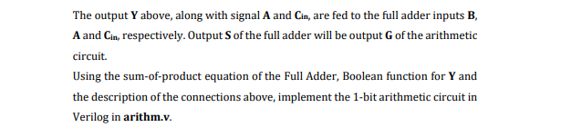 1-bit Arithmetic Circuit Full Adder A full adder is a | Chegg.com