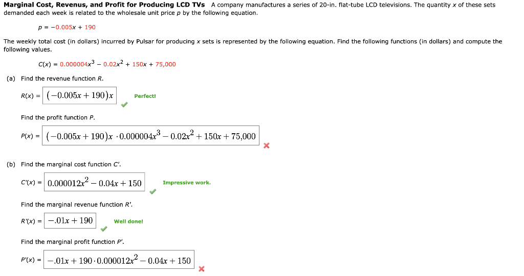 Solved Marginal Cost, Revenus, and Profit for Producing LCD | Chegg.com