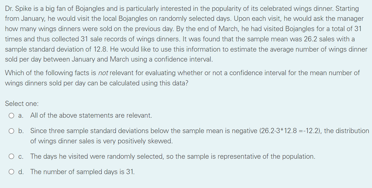 Solved Dr. Spike is a big fan of Bojangles and is | Chegg.com