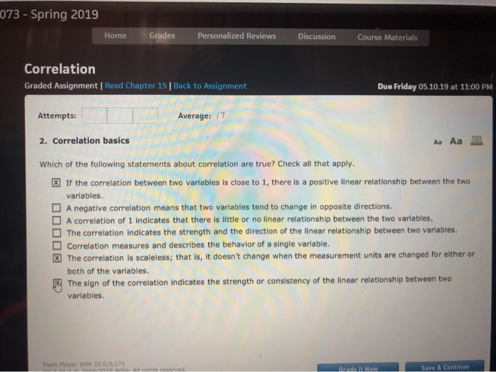 Solved 073 - Spring 2019 Grades Personalized Reviews Home | Chegg.com