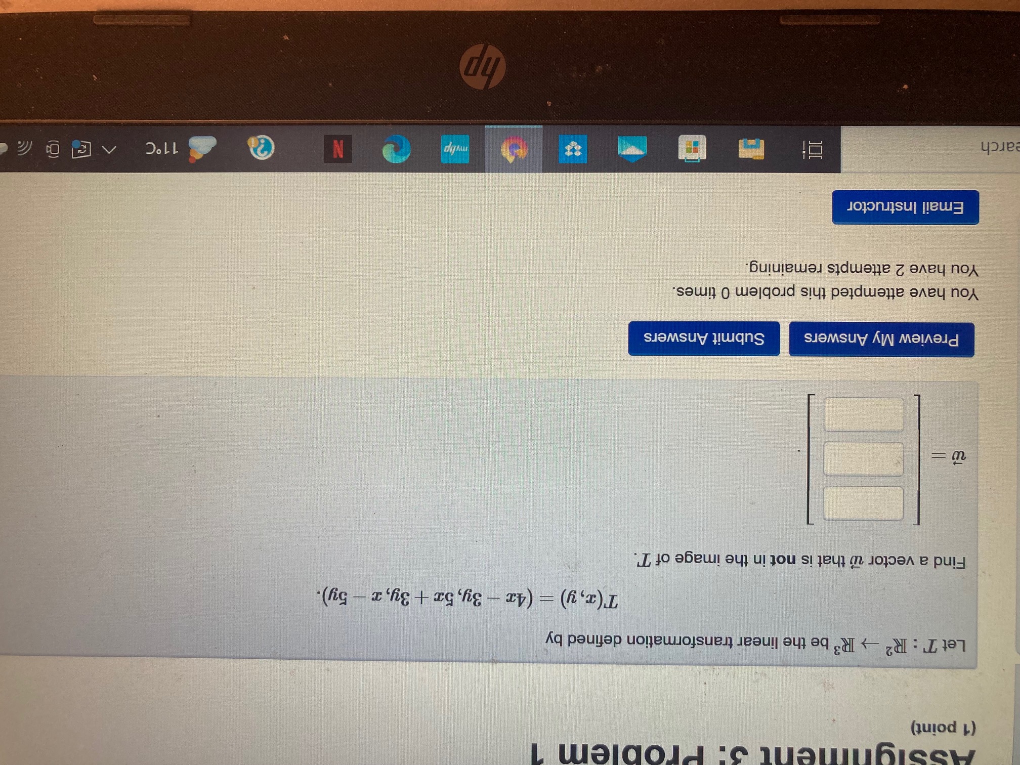 Solved ( 1 point) Let T:R2→R3 be the linear transformation | Chegg.com