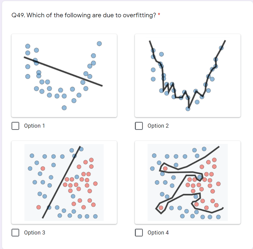 Solved Q49. Which of the following are due to overfitting? * | Chegg.com