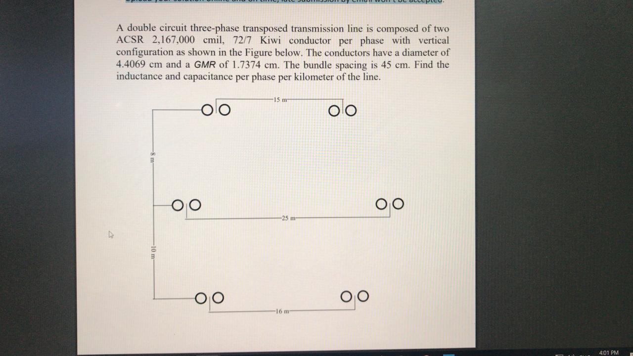 Solved A double circuit three-phase transposed transmission | Chegg.com