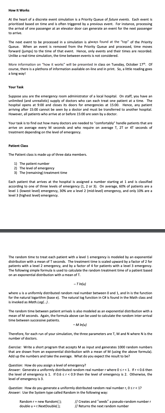 Solved How It Works At the heart of a discrete event | Chegg.com
