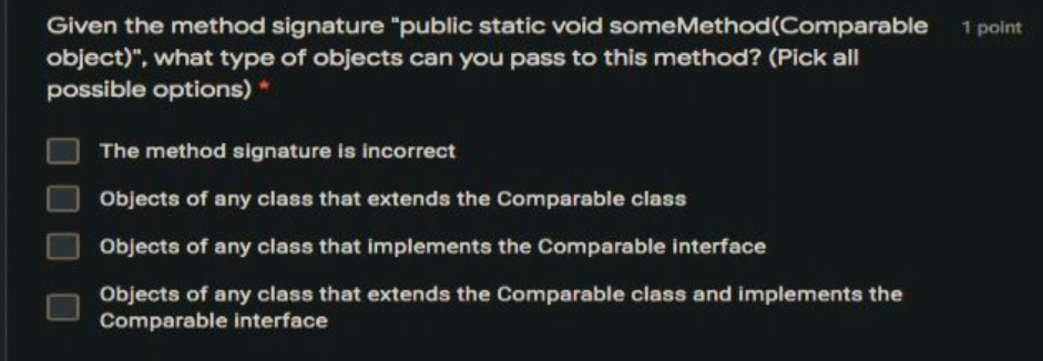 Solved 1 point Given the method signature "public static | Chegg.com