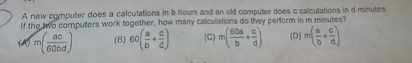 Solved A new computer does a calculations in b hours and an | Chegg.com