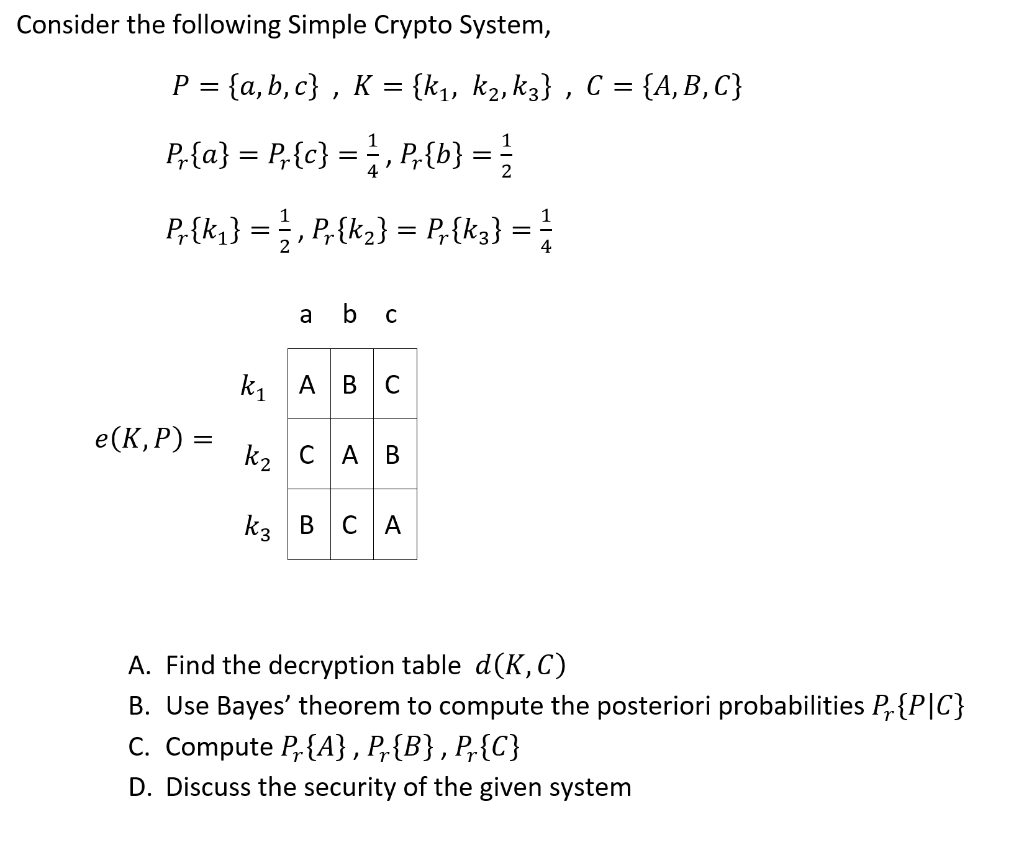 Consider the following Simple Crypto System, | Chegg.com