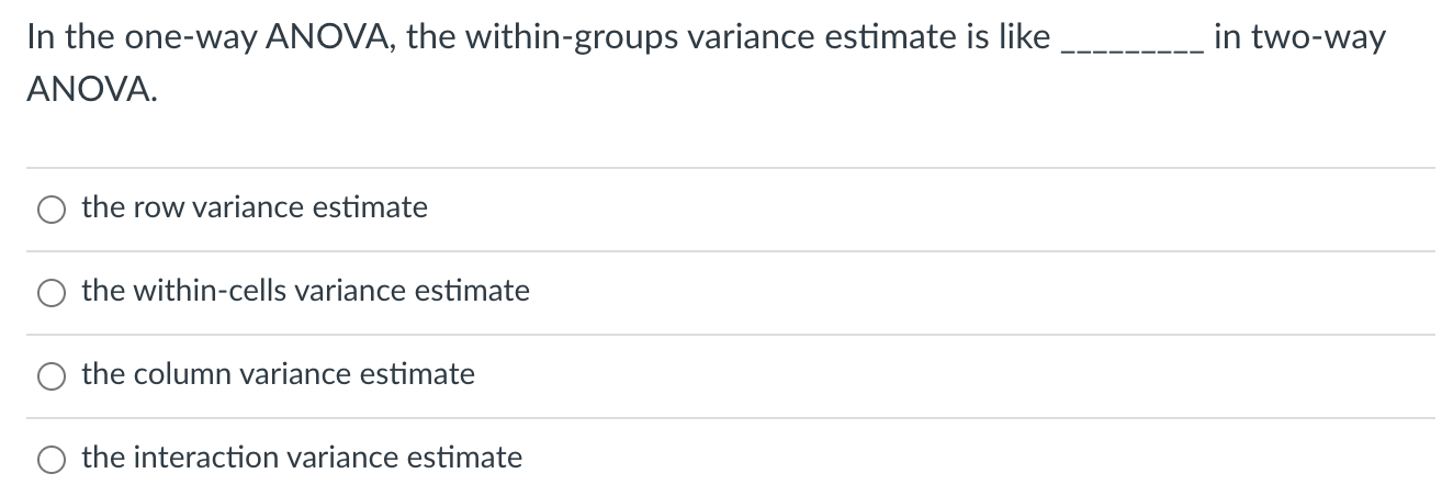 Solved in two-way In the one-way ANOVA, the within-groups | Chegg.com