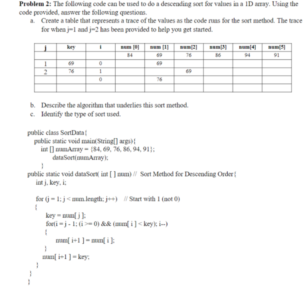 Solved Please answer in Java only. I need the table in part | Chegg.com