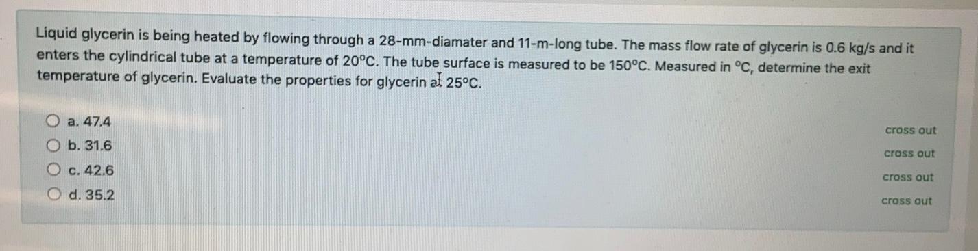 Solved Liquid glycerin is being heated by flowing through a | Chegg.com