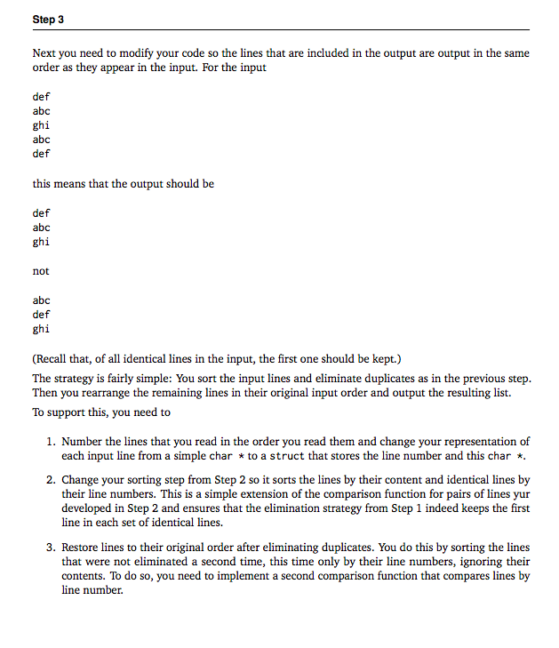 Solved Implement a C program unique.c that recreates the | Chegg.com