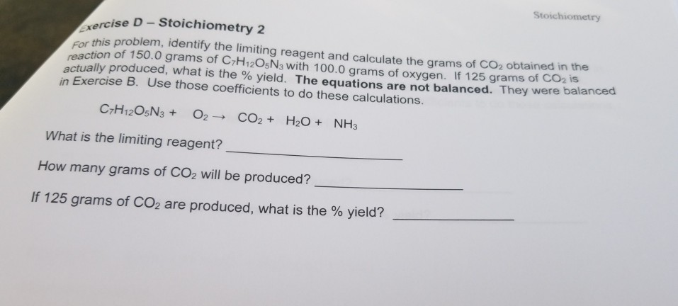 Solved Stoichiometry ercise D - Stoichiometry 2 this | Chegg.com