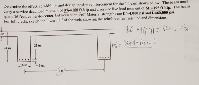 Solved Determine the effective width by and design tension | Chegg.com