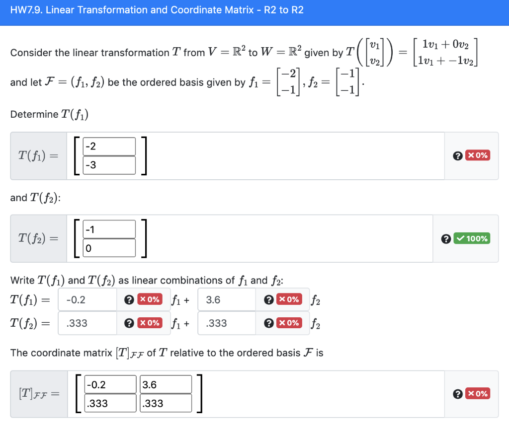 Solved HW7.9. Linear Transformation and Coordinate Matrix - | Chegg.com