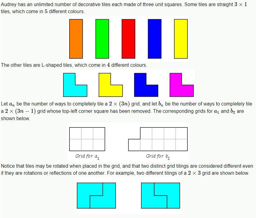 Solved Audrey has an unlimited number of decorative tiles | Chegg.com