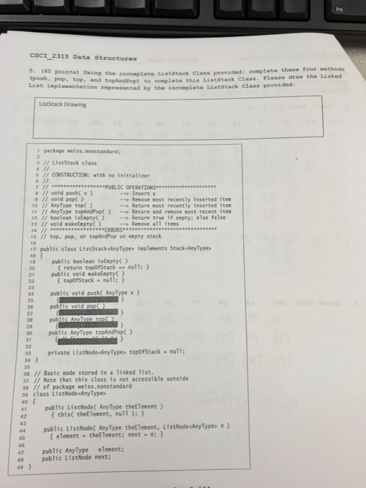 Solved Ins CSCI 2315 Data Structures S. (40 points) Using | Chegg.com