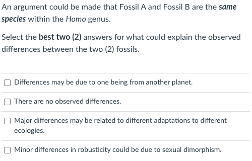 An Argument Could Be Made That Fossil A And Fossil B