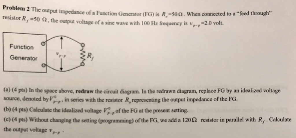 Solved Problem 2 The output impedance of a Function | Chegg.com