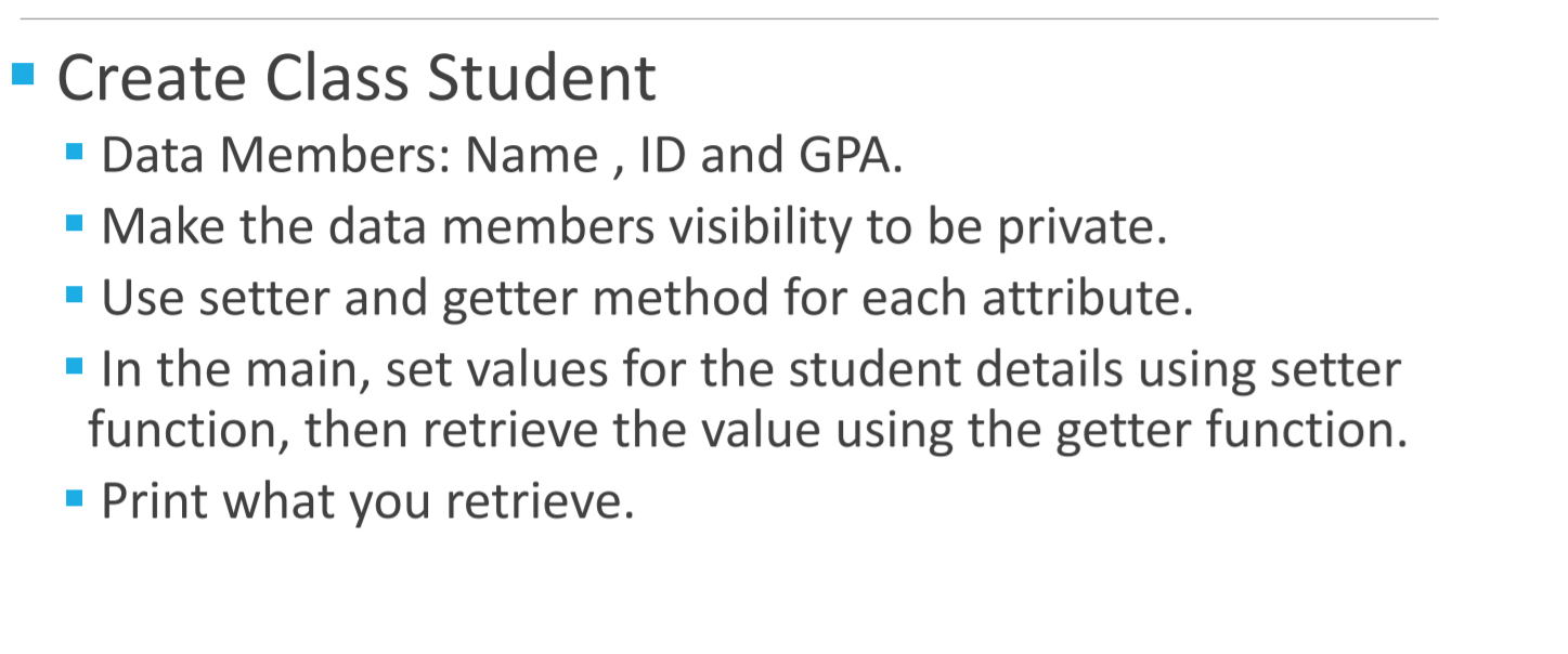 Solved • Create Class Student - Data Members: Name , ID and | Chegg.com