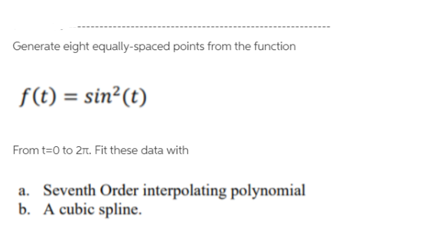 Solved Generate eight equally-spaced points from the | Chegg.com