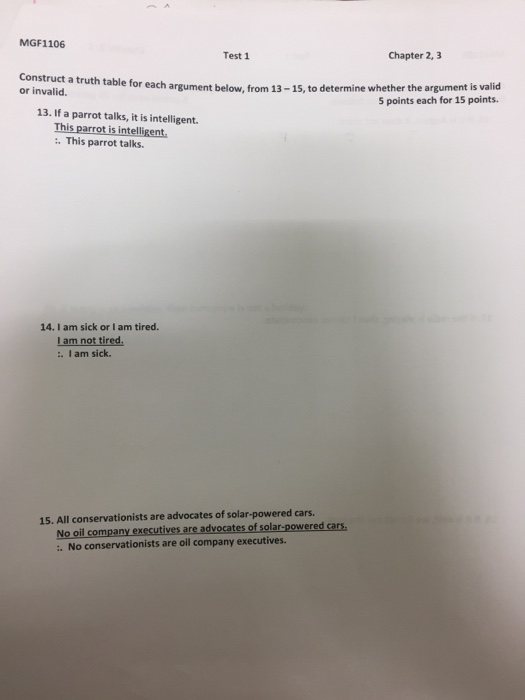 Solved Construct a truth table (or each argument below, from | Chegg.com
