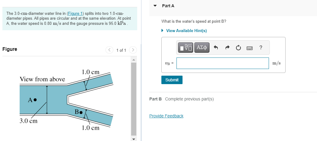 Solved The 3.0-cm-diameter water line in splits into two | Chegg.com