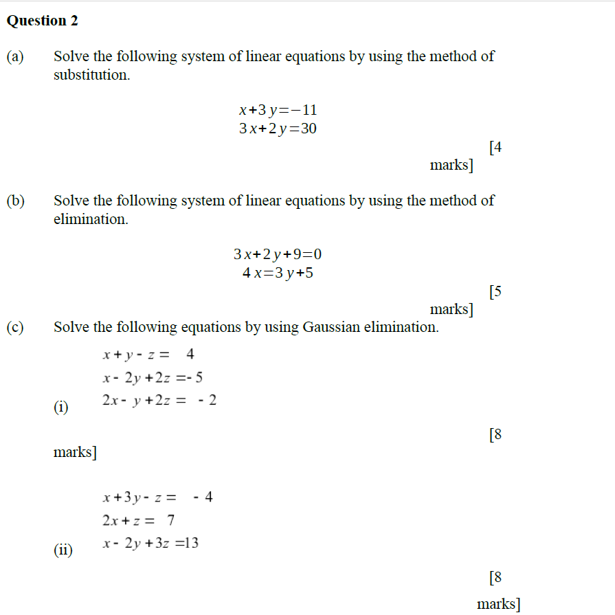 Solved Solve the following system of linear equations by | Chegg.com